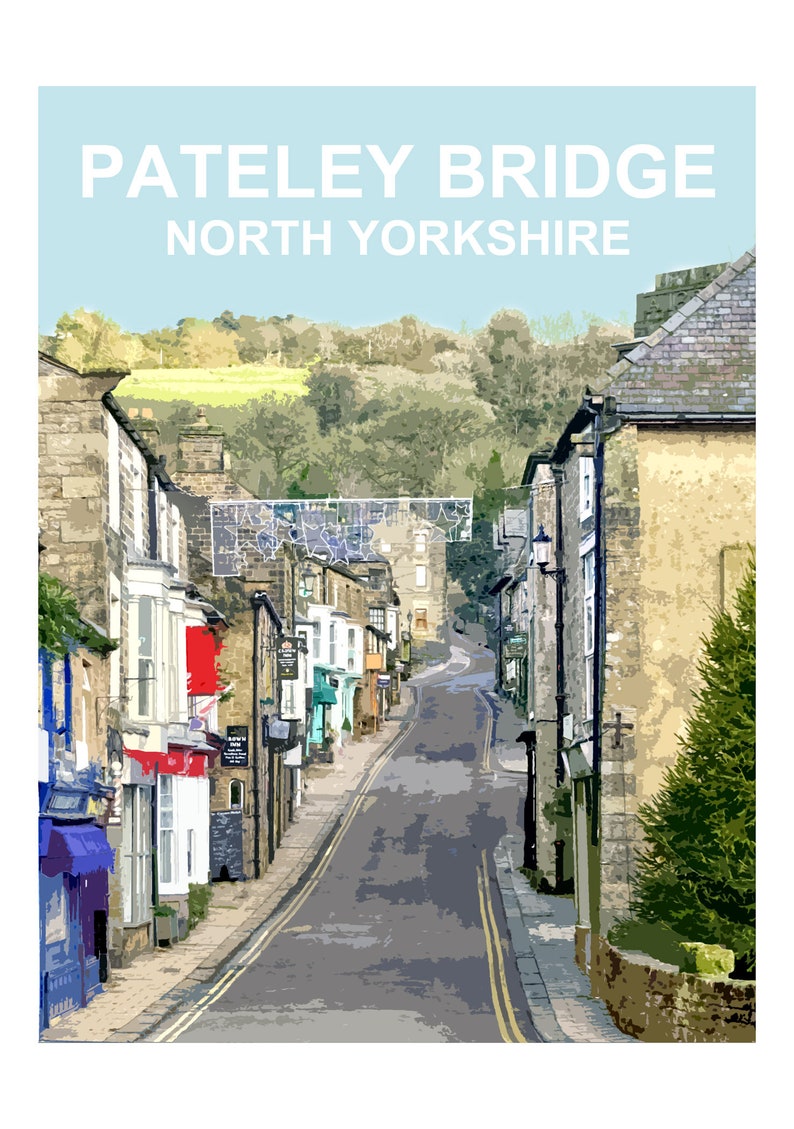 Pateley Bridge, Nidderdale North Yorkshire, Travel Poster, Art Print ...