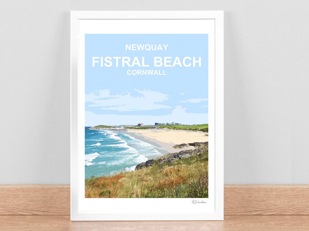 Fistral Newquay Cornwall Print Travel Poster, Picture, Art Wall Decor ...
