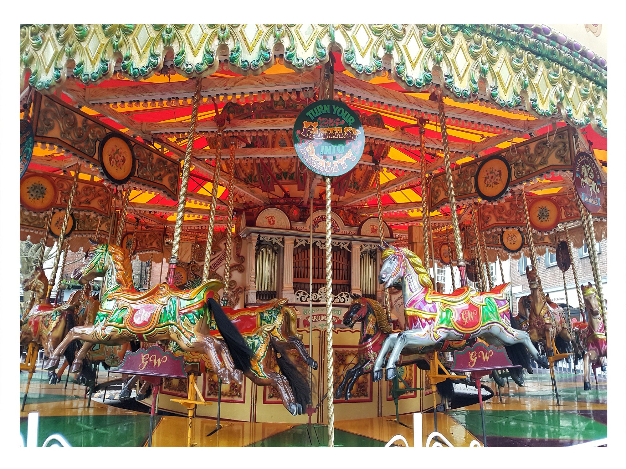 Victorian Fairground Carousel Art Print, Picture, Poster. Limited ...