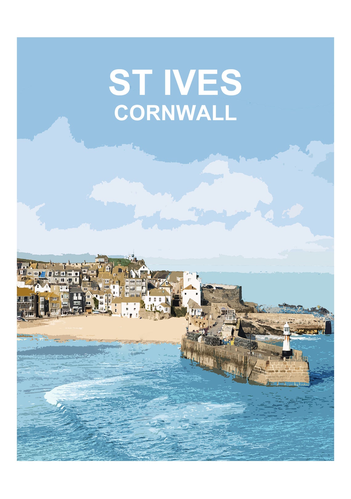 St Ives Cornwall art print / Travel Poster / Picture / Wall | Etsy