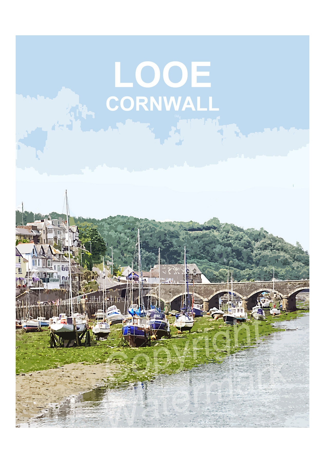 Looe Cornwall Print Travel Poster Picture Wall Art Home - Etsy
