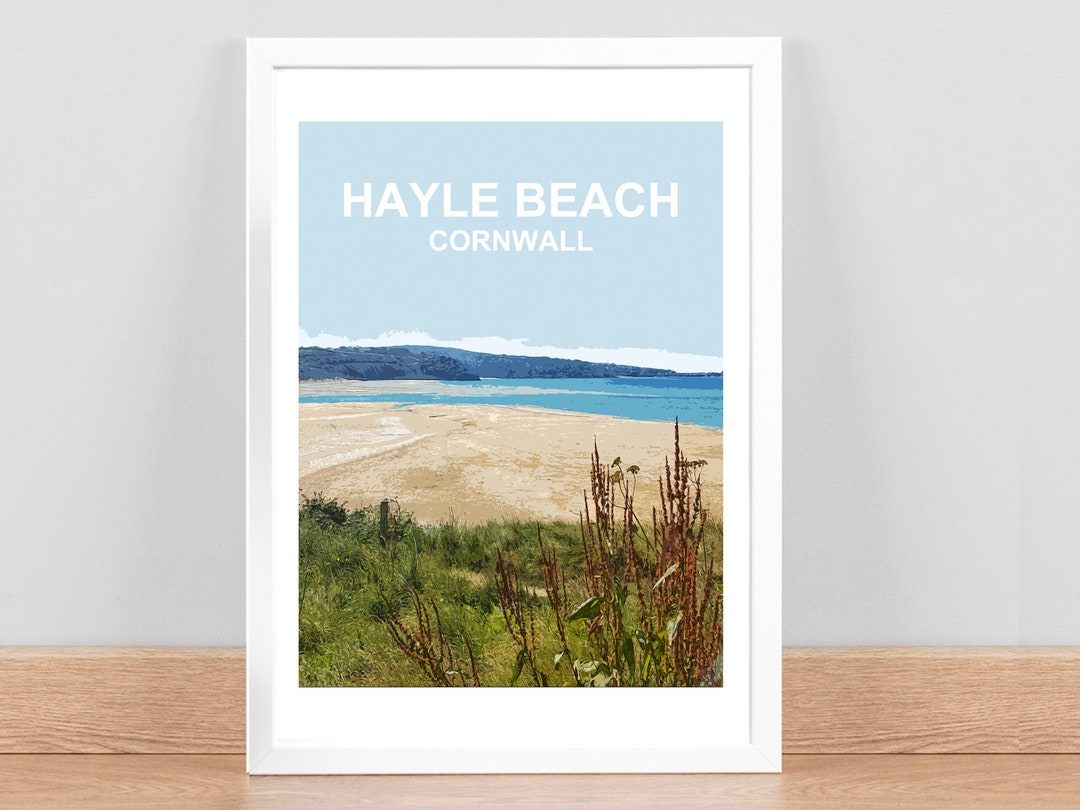 Hayle Beach Cornwall Print, Travel Poster, Picture, Home Wall Art Decor ...