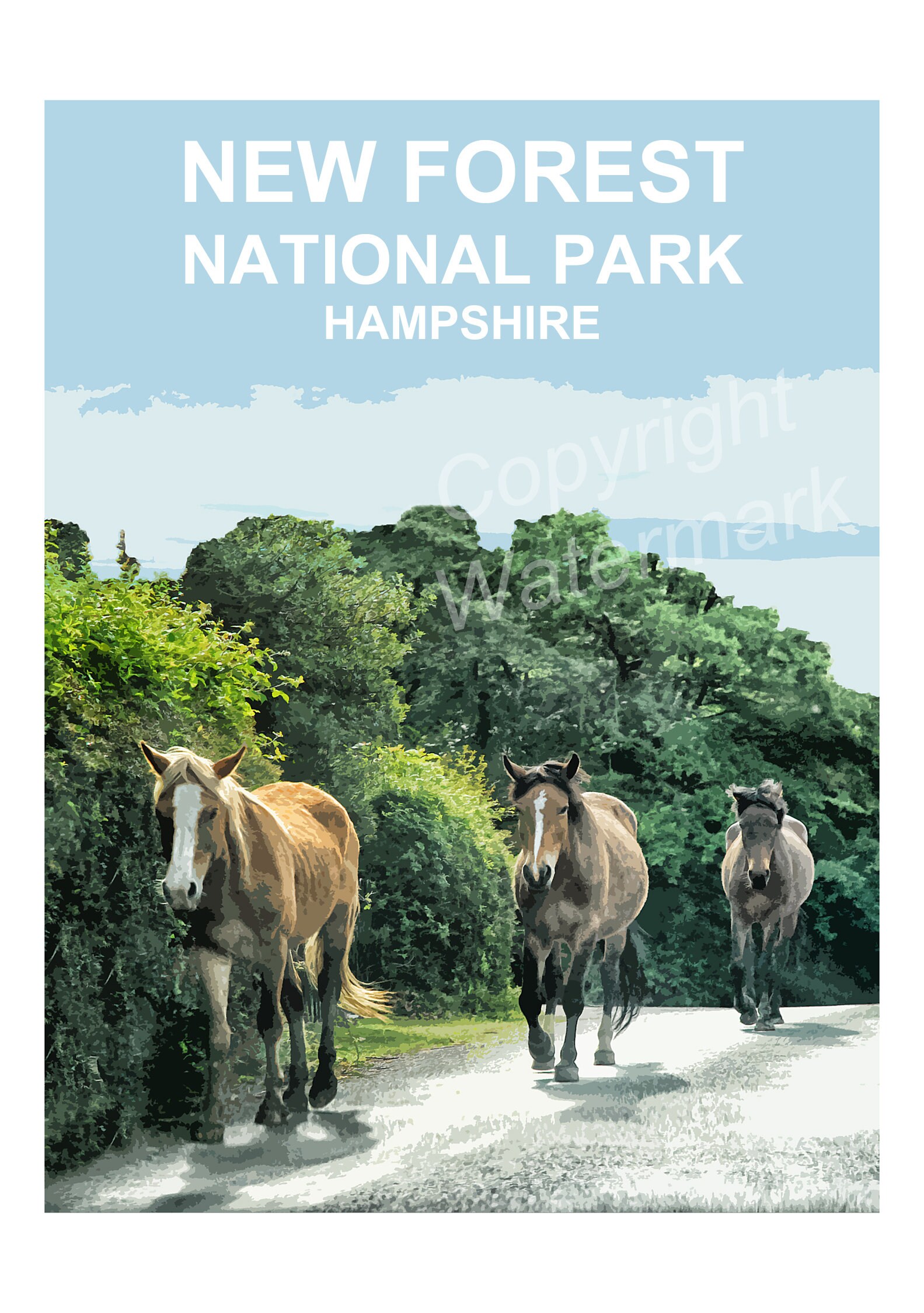 New Forest Hampshire Print, Travel Poster Picture Wall Art Decor ...