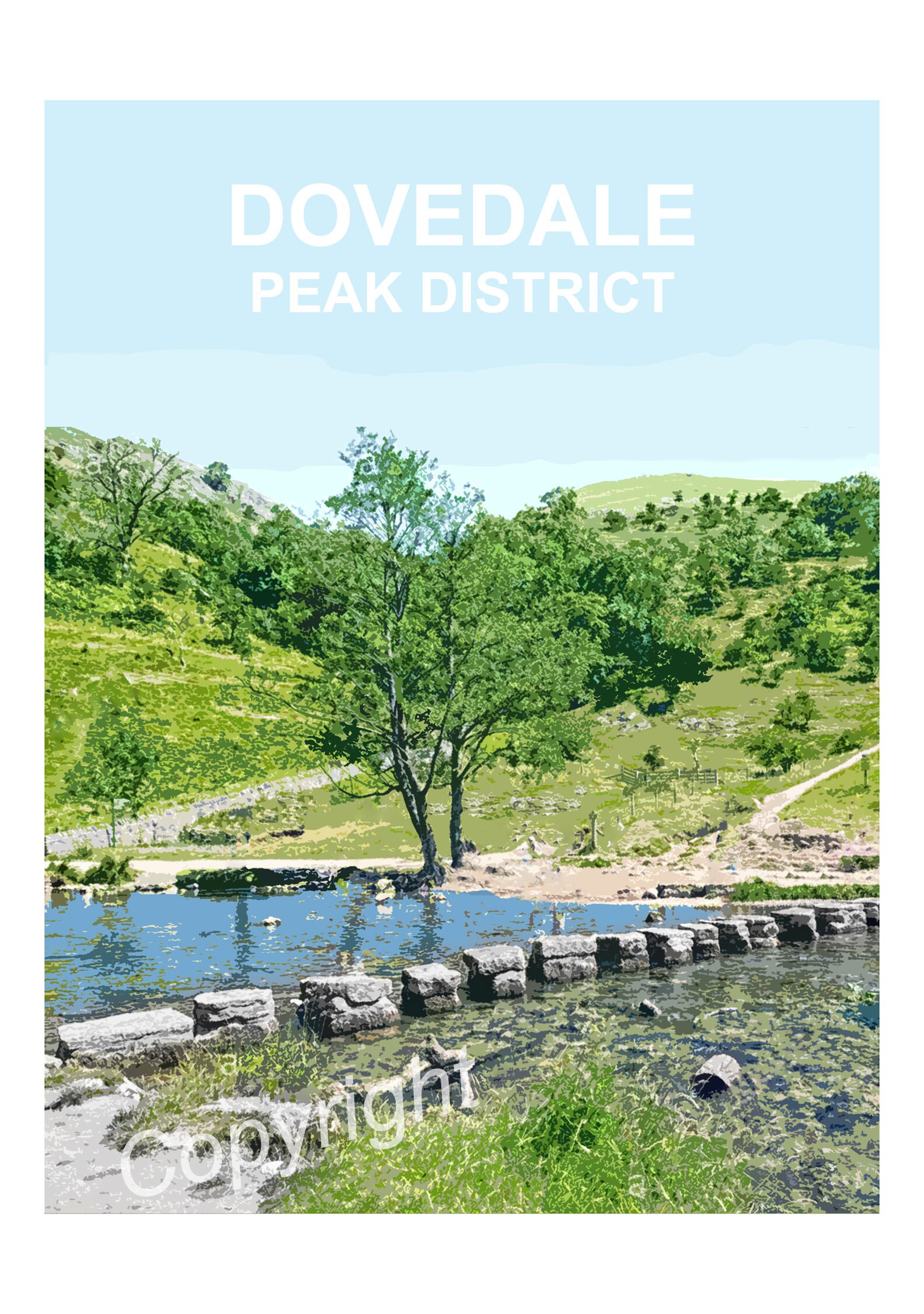 Dovedale Peak District Art Print Travel Poster Picture Wall Decor ...