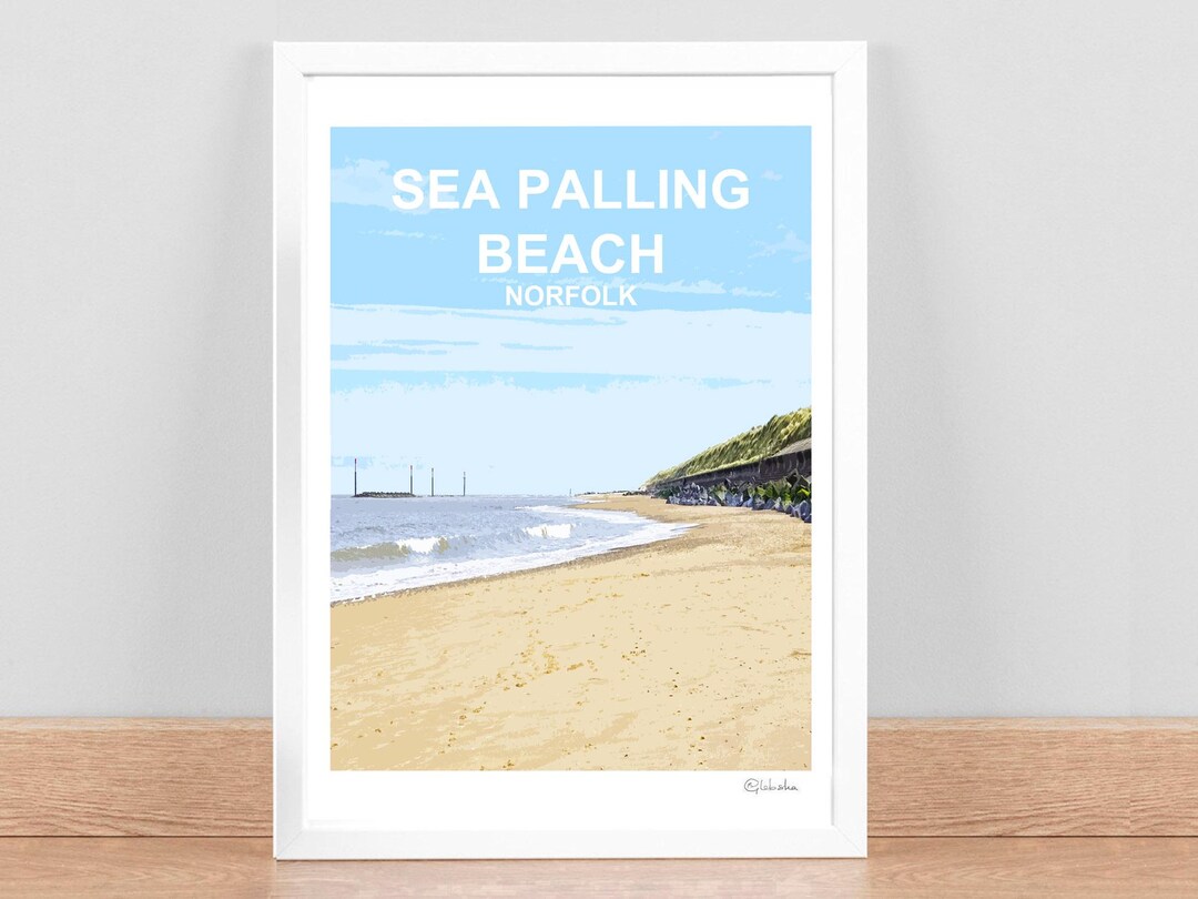Sea Palling Norfolk Art Print, Travel Poster, Picture, Home Wall Decor ...