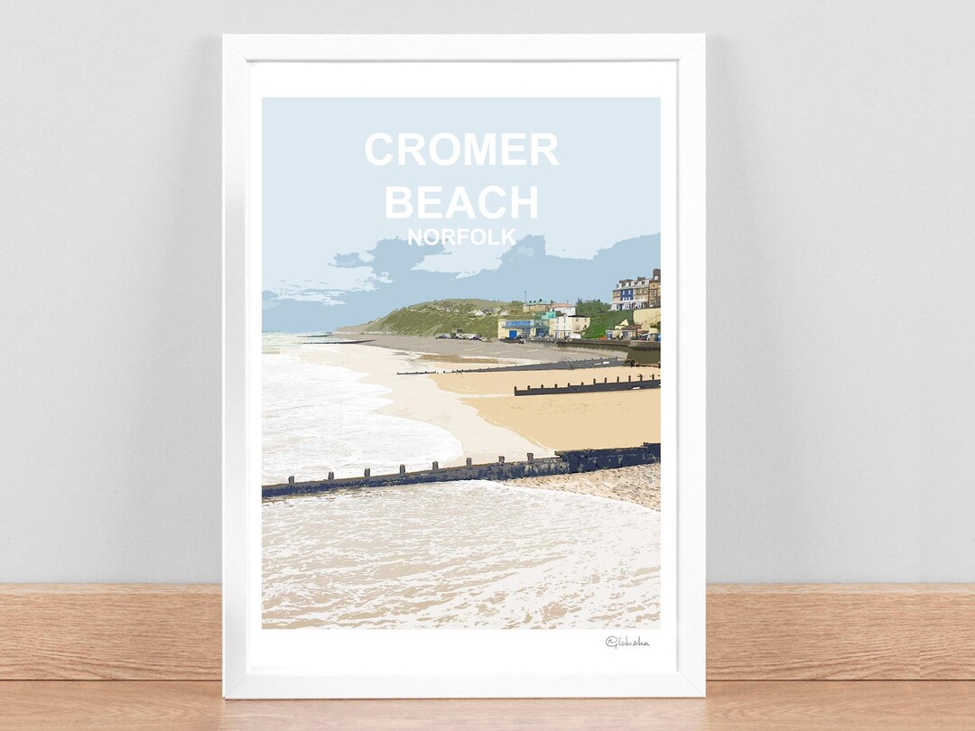 Cromer Beach Norfolk Art Print, Travel Poster, Picture, Home Wall Decor ...