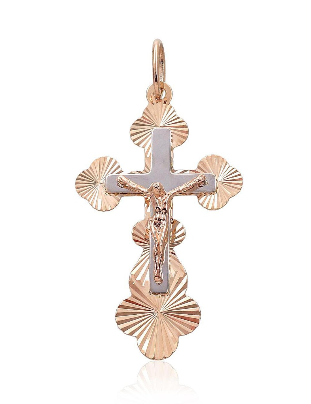 Rose Gold Orthodox Cross , Cross Pendant, Charm. 14k Solid Gold Cross ...