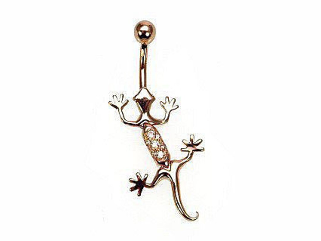 Real Solid Gold Belly Bar Lizardbelly Piercing. Rose Gold - Etsy Canada