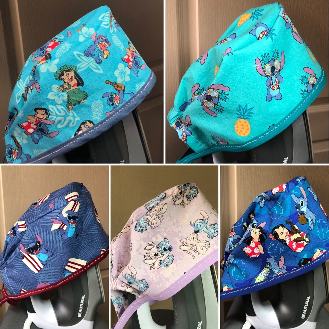 Moana and Lilo & Stitch Scrub Cap - Surgical Hat - Ties and Ponytail ...