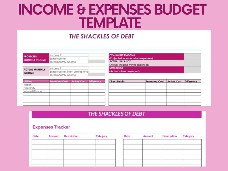 PRINTABLE Income and Expenses BUDGET TEMPLATE to Budget, Track Your ...