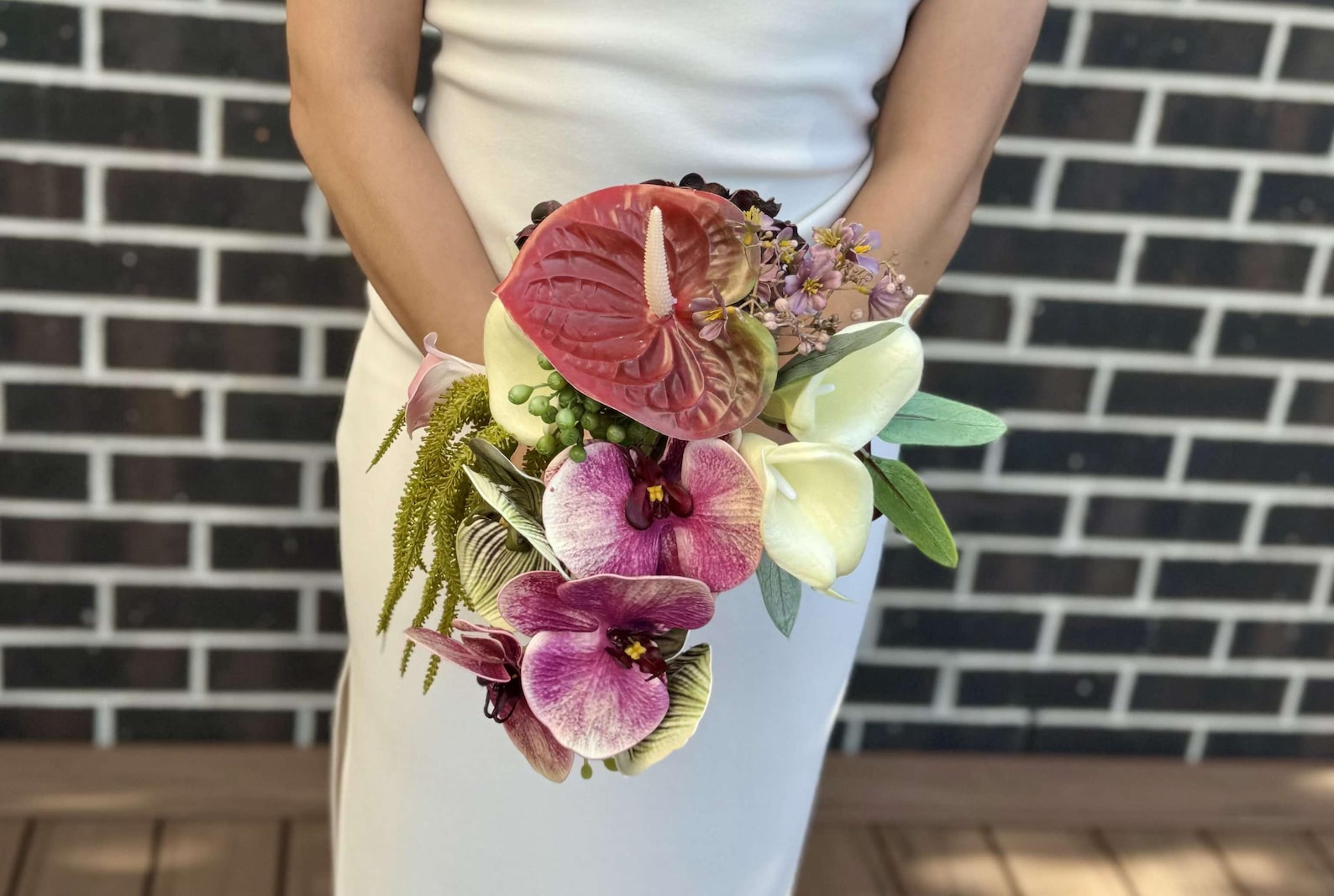 Exotic Bridal Bouquet - Small & Luxe Combination of Vibrant Anthurium ...