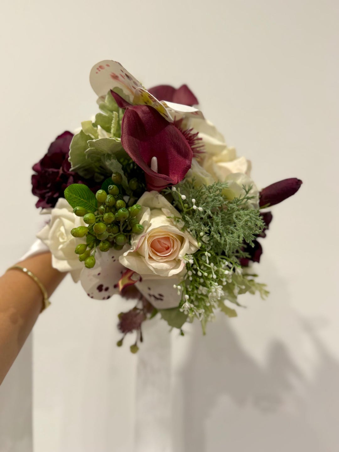 Handmade Bridal Orchid Rose Bouquet - Vibrant & Demure for Your Bridal ...