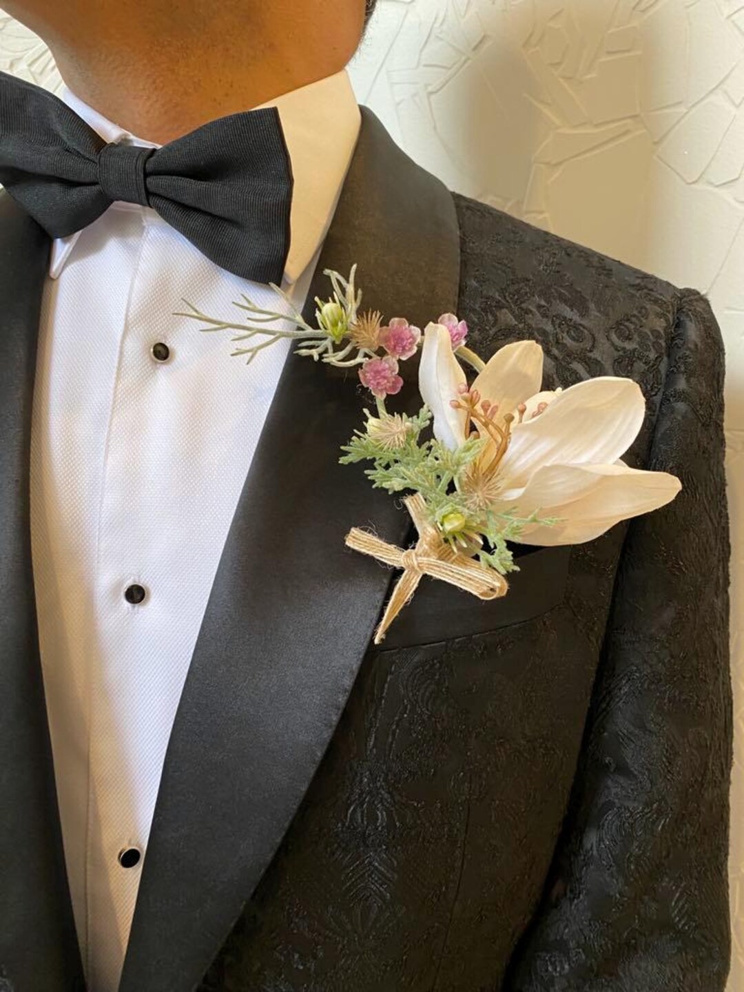 Minimalist White Orchid Boutonniere - Classic Wedding Buttonhole Suit ...