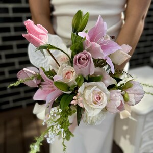 Real Touch Bridal Bouquet - 'lily Libation' - Demure White and Soft ...