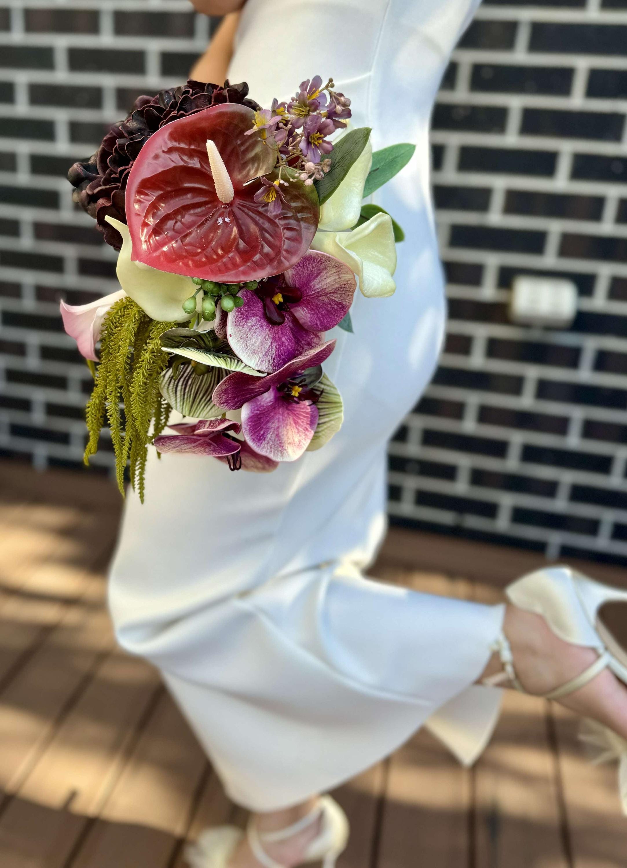 Exotic Bridal Bouquet - Small & Luxe Combination of Vibrant Anthurium ...