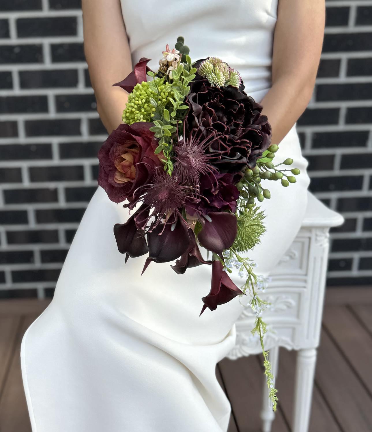 Handmade 'maroon Mood' Floral Bouquet - Deep Sensual Colours Bridal ...