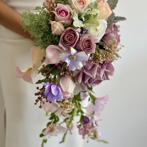 Demure Lilac Pink Bridal Wedding Bouquet - Bridgerton Soft Wispy ...