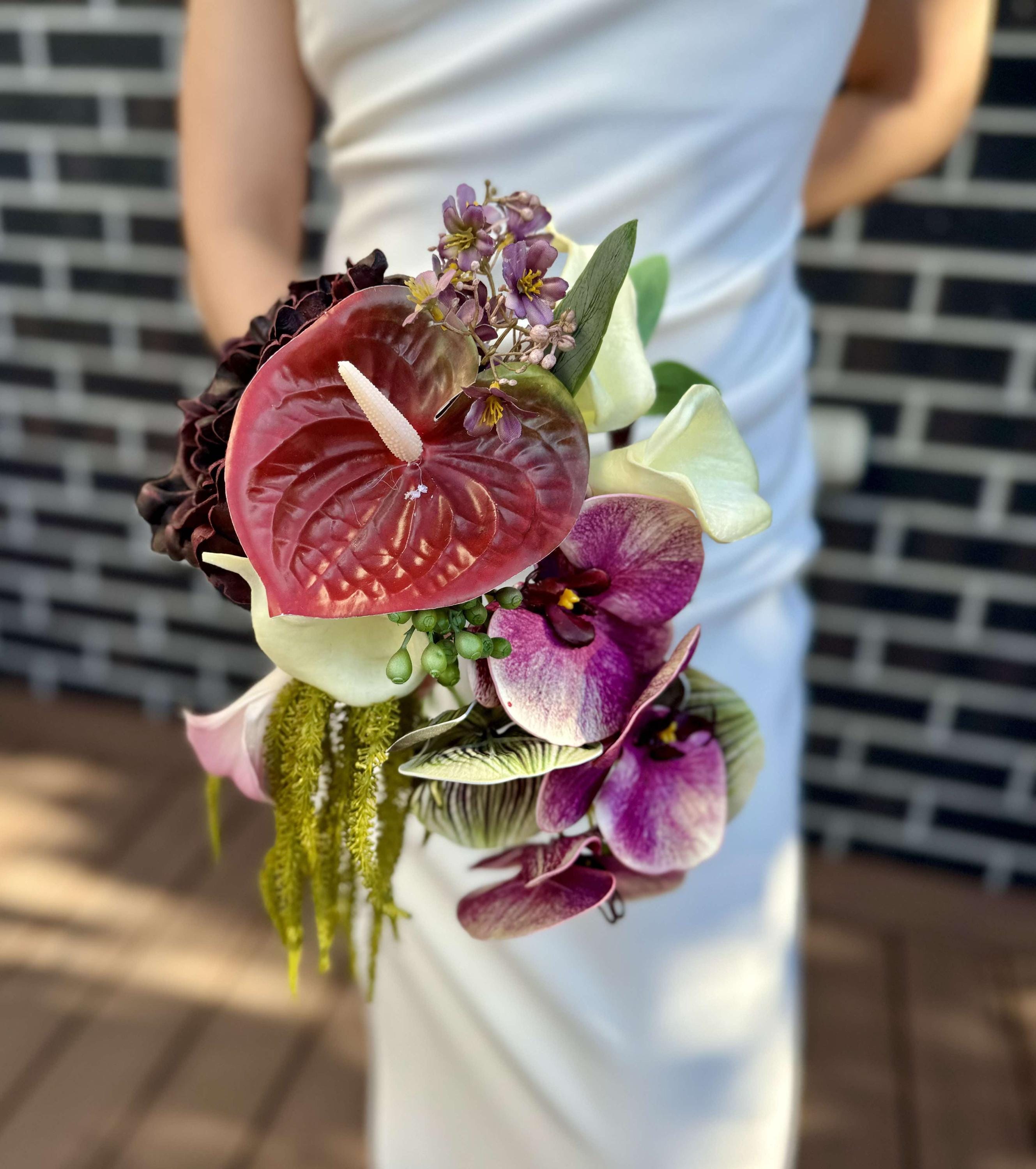 Exotic Bridal Bouquet - Small & Luxe Combination of Vibrant Anthurium ...