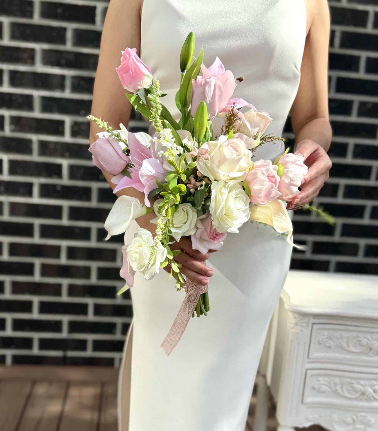 Real Touch Bridal Bouquet - 'lily Libation' - Demure White and Soft ...
