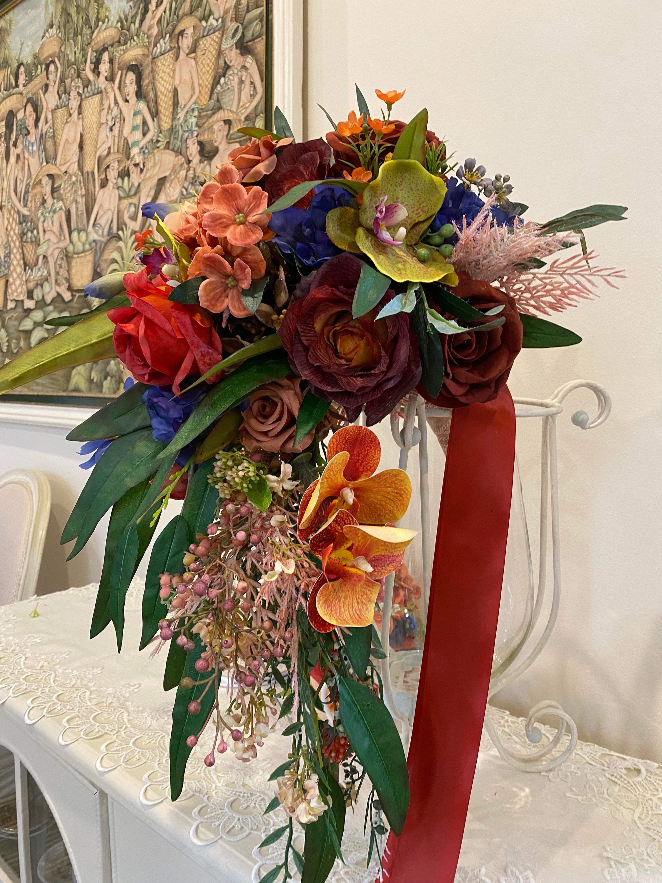 Handmade Rustic Chic Natives Silk and Real Touch Floral Bouquet ...