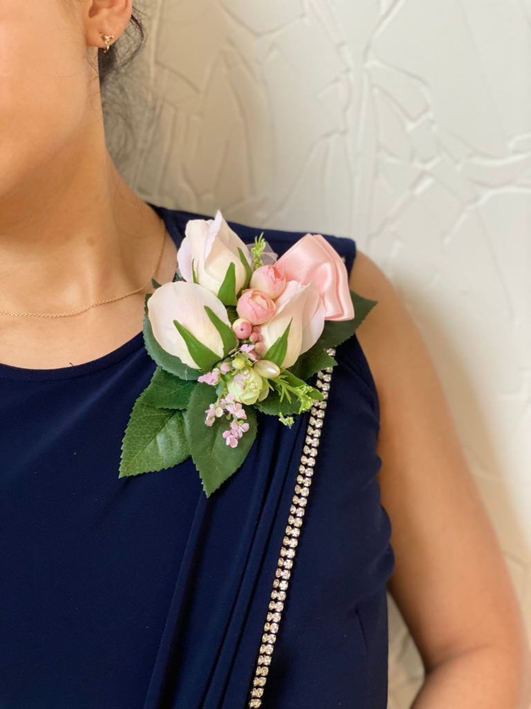 Handmade Pin Corsage Duo of Sumptuous Roses, Peony, Stunning Floral ...