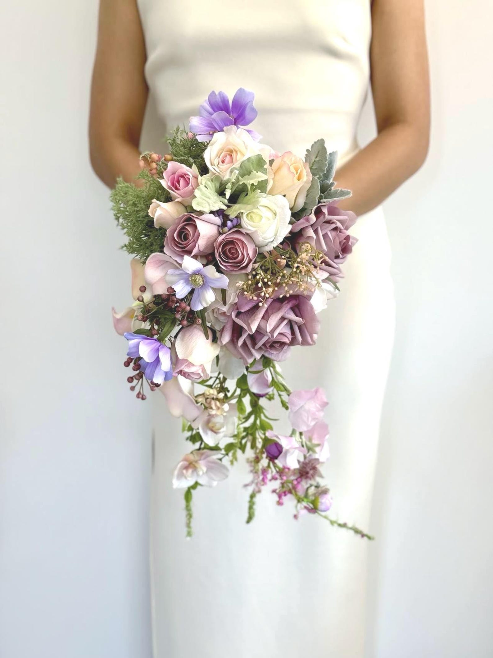 Demure Lilac Pink Bridal Wedding Bouquet - Bridgerton Soft Wispy ...