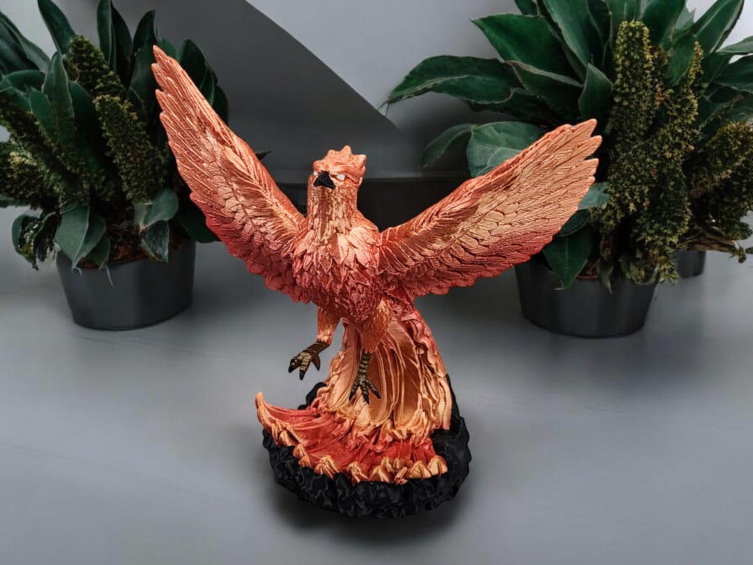 3D Printed Phoenix Statue (2 Sizes), Bookshelf Decor - Etsy