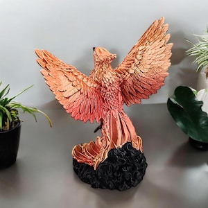 3D Printed Phoenix Statue, Bookshelf Decor - Etsy