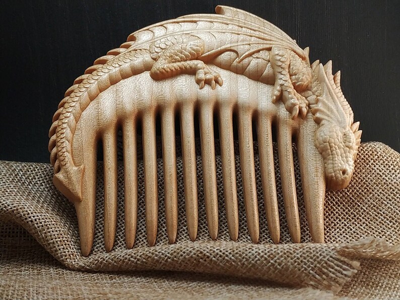 Dragon Wooden Comb Dragon Design Comb Wood Beard Comb - Etsy