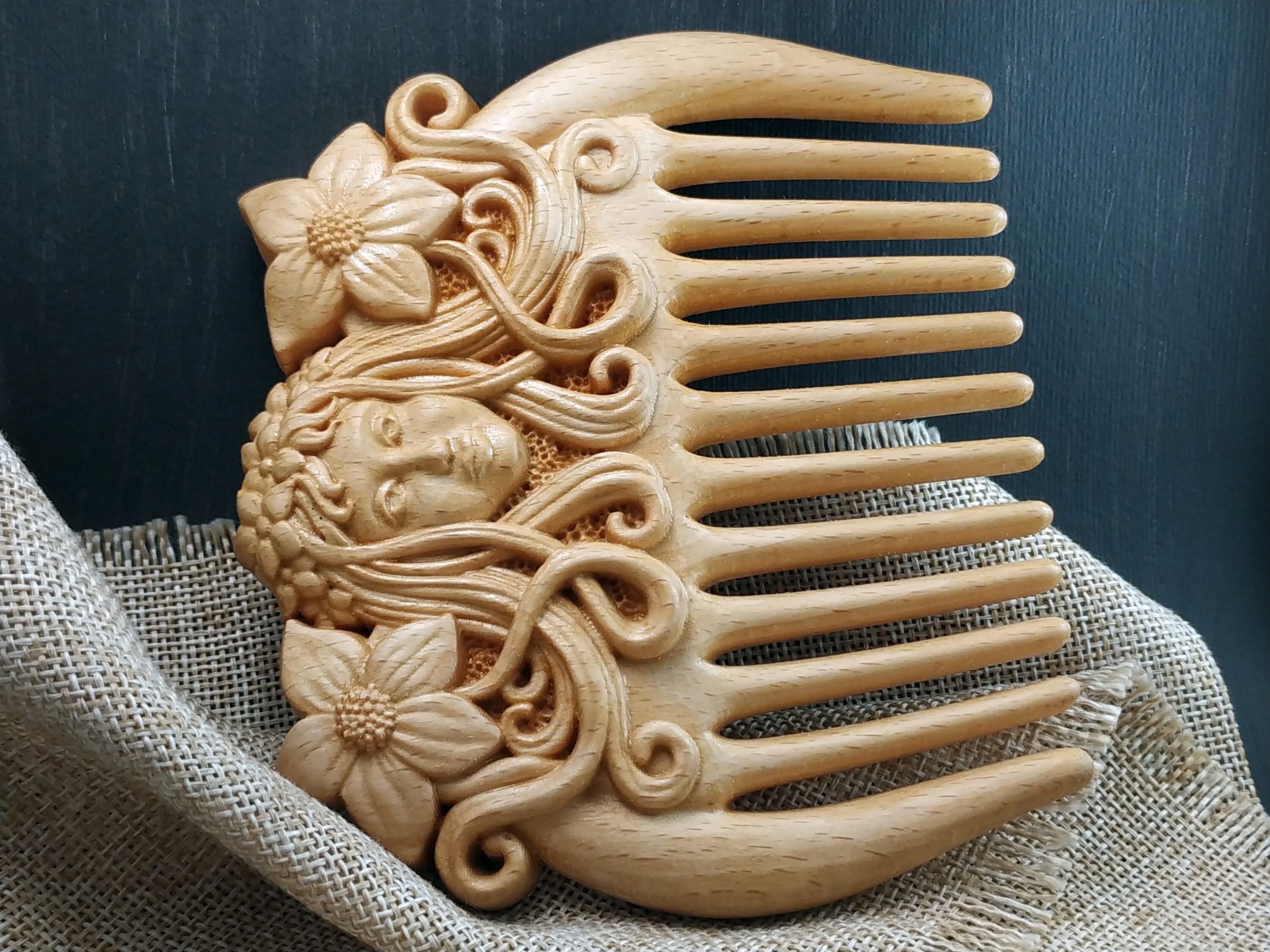 Women Comb, Wood Comb, Women Accessories, Art Nouveau Comb, Wooden ...