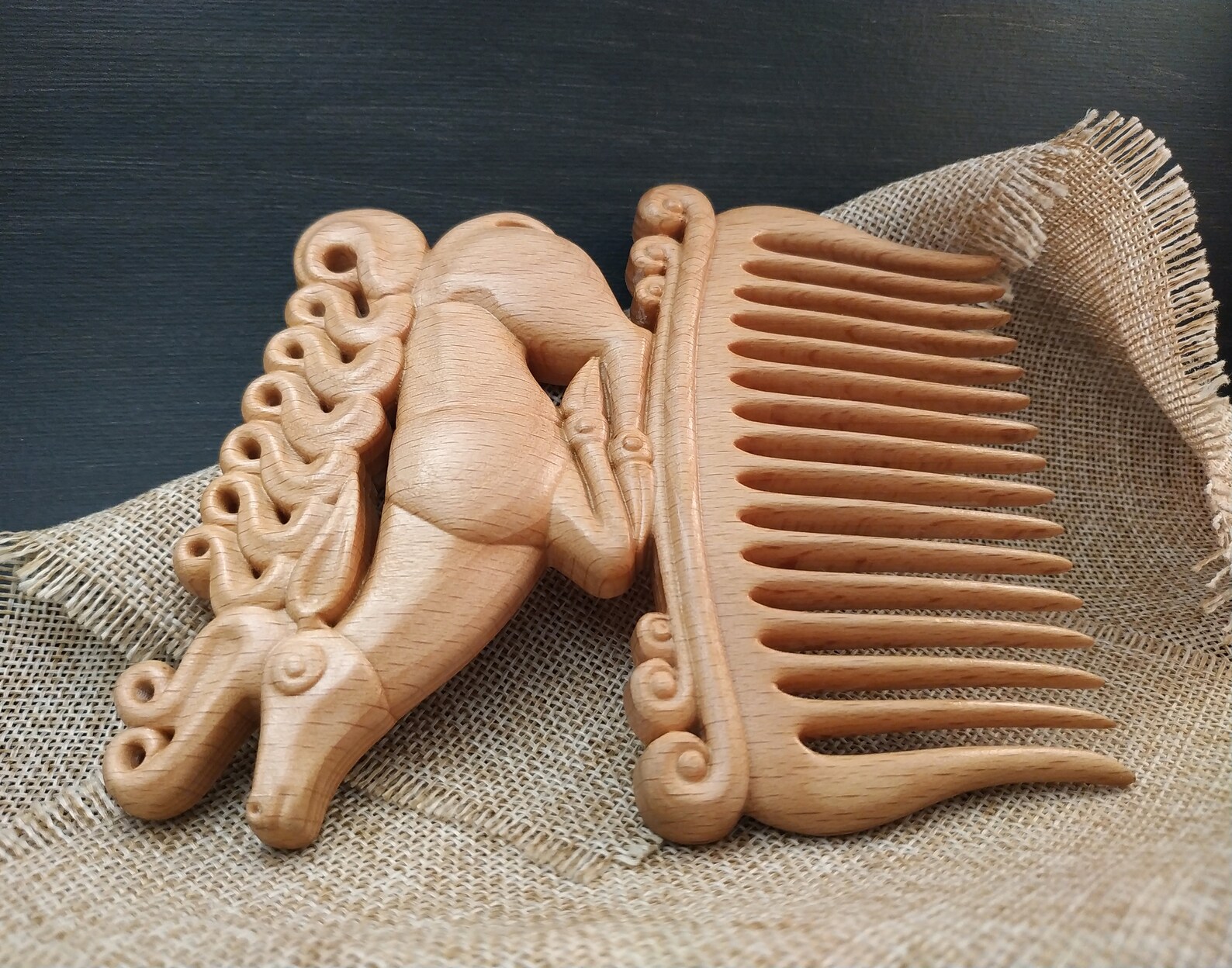 Wooden Hair Comb Deer, Deer Comb, Beard Comb, Scythian Art, Wood Comb ...