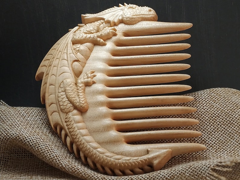 Dragon Wooden Comb Dragon Design Comb Wood Beard Comb - Etsy