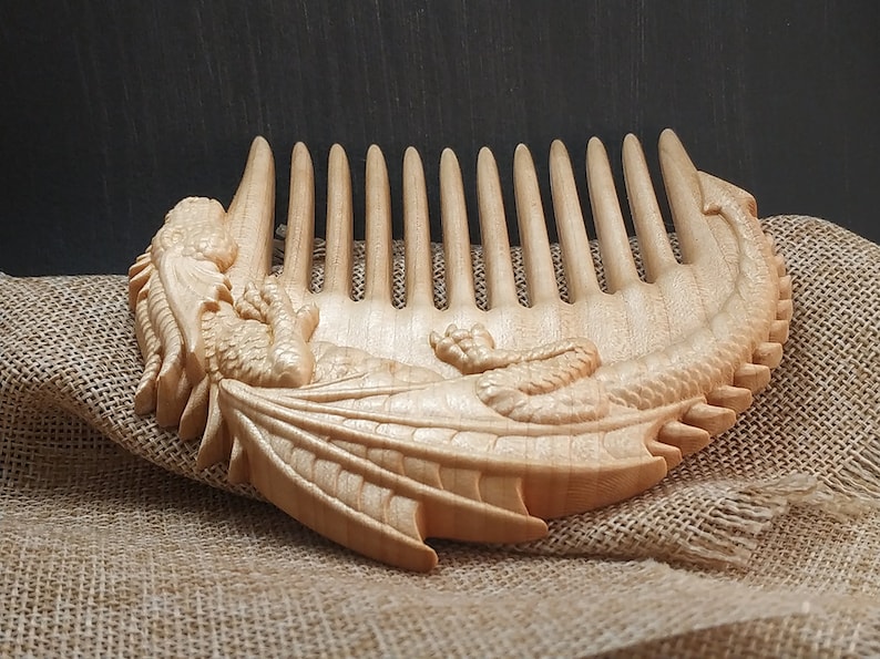 Dragon Wooden Comb Dragon Design Comb Wood Beard Comb - Etsy