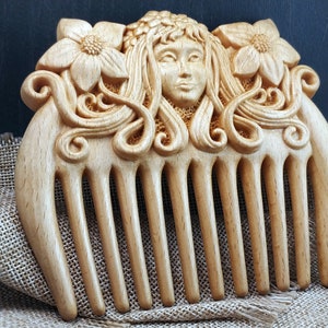Women Comb, Wood Comb, Women Accessories, Art Nouveau Comb, Wooden ...