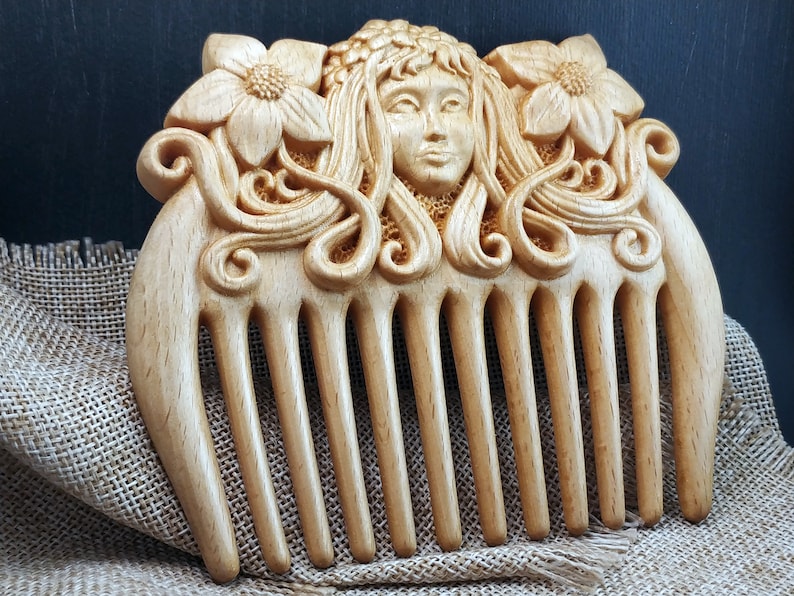 Women Comb, Wood Comb, Women Accessories, Art Nouveau Comb, Wooden ...