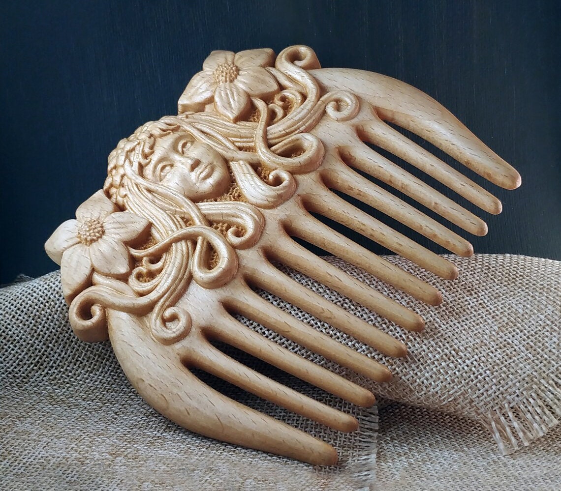 Women Comb, Wood Comb, Women Accessories, Art Nouveau Comb, Wooden ...