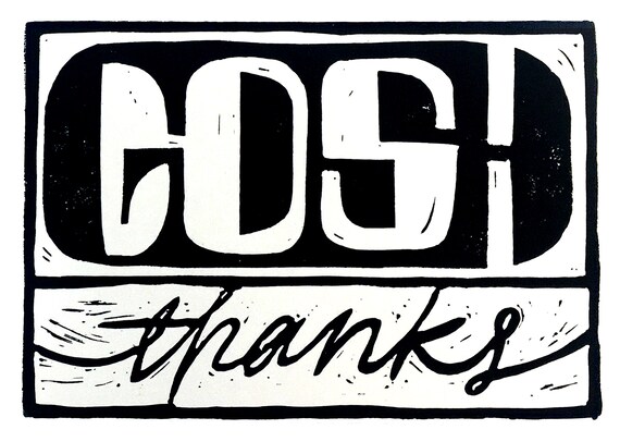 Gosh Thanks Relief Print Postcard - Etsy
