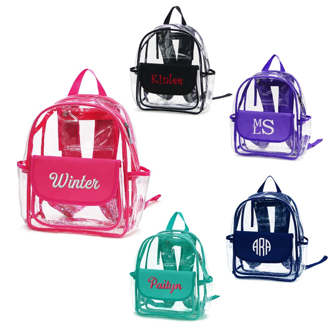 Personalized Clear Backpack: Stadium Bag, Monogrammed PVC, Game Day Bag ...