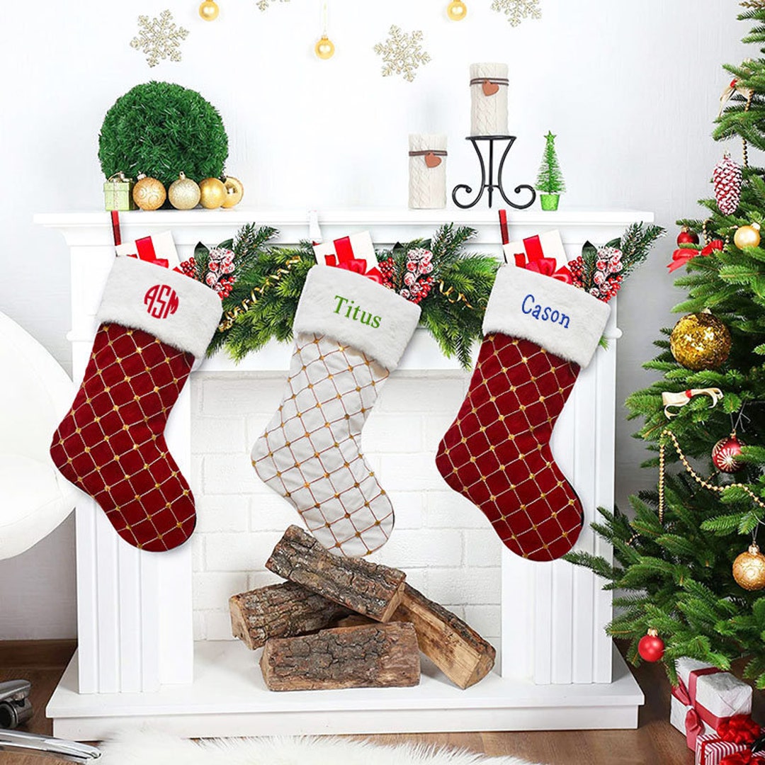 Personalized Sequin Christmas Stocking: Suede & Flannel, Monogrammed - Etsy