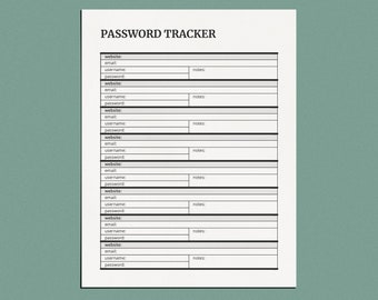 Password Tracker Printable, Letter Size PDF, Instant Download - Etsy