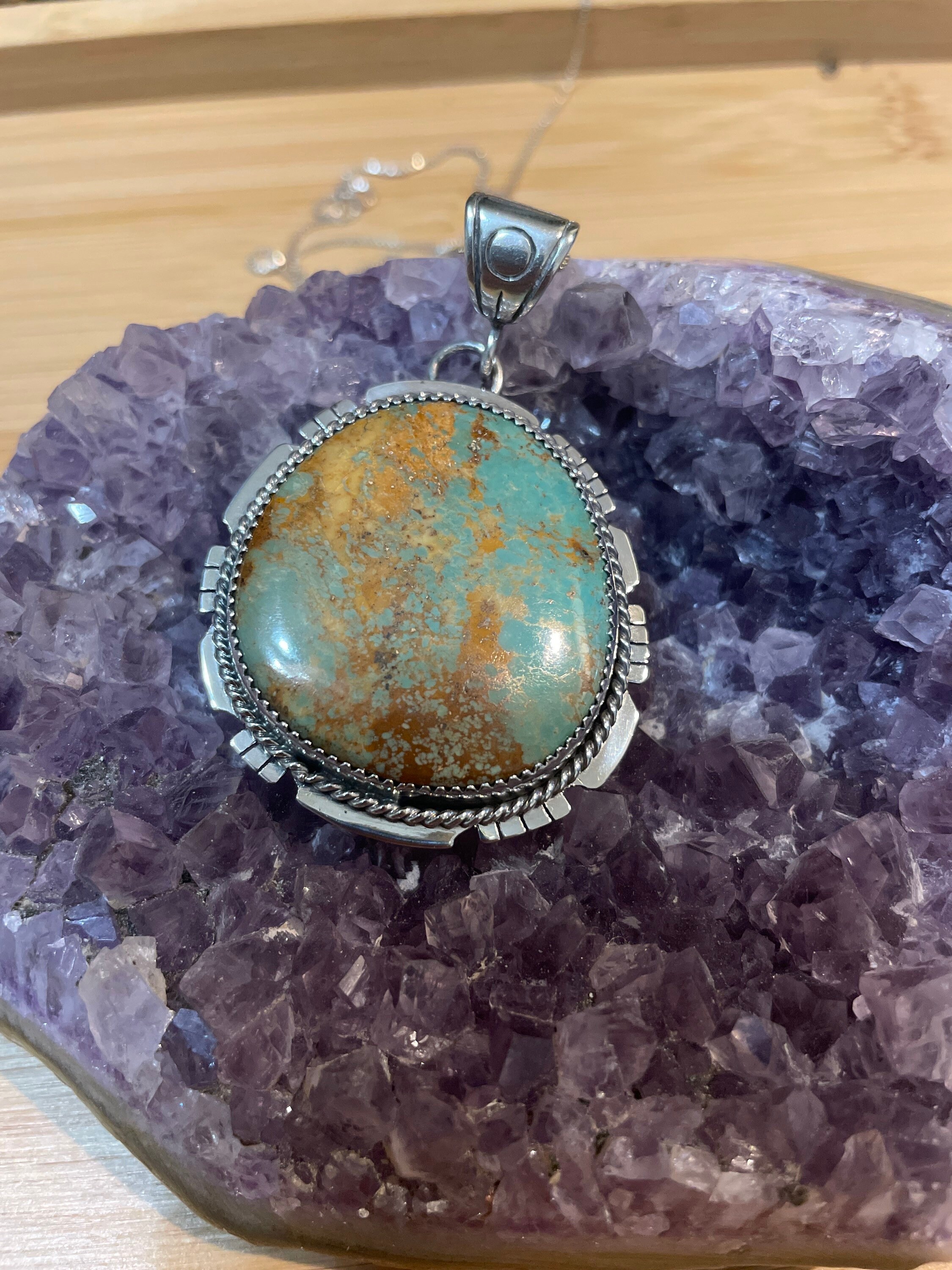 Blue Turquoise Pendant Necklace/ Turquoise Pendant/sterling Pendant/#8 ...