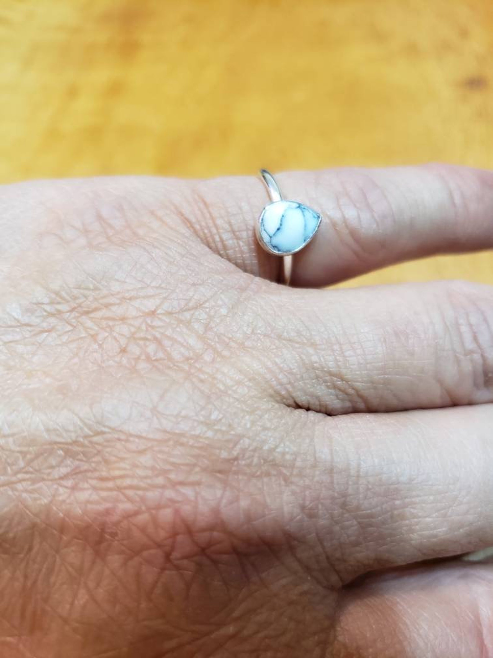 Small White Buffalo White Turquoise Ring/teardrop - Etsy