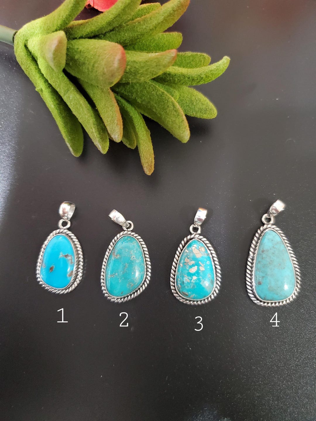 Dainty Blue Turquoise Pendant Necklace/small Turquoise Pendant/sterling ...