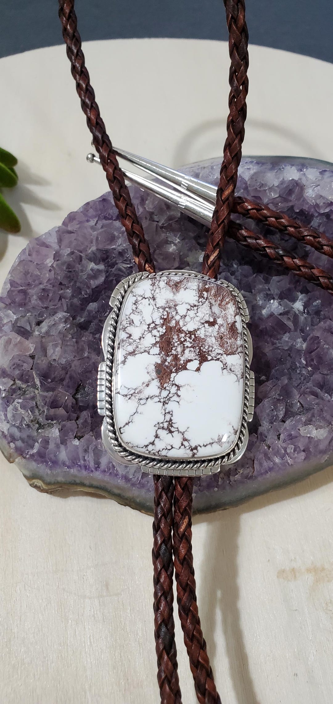 Wild Horse Bolo Tie /wild Horse Stone/silver Bolo/genuine Leather 40 ...