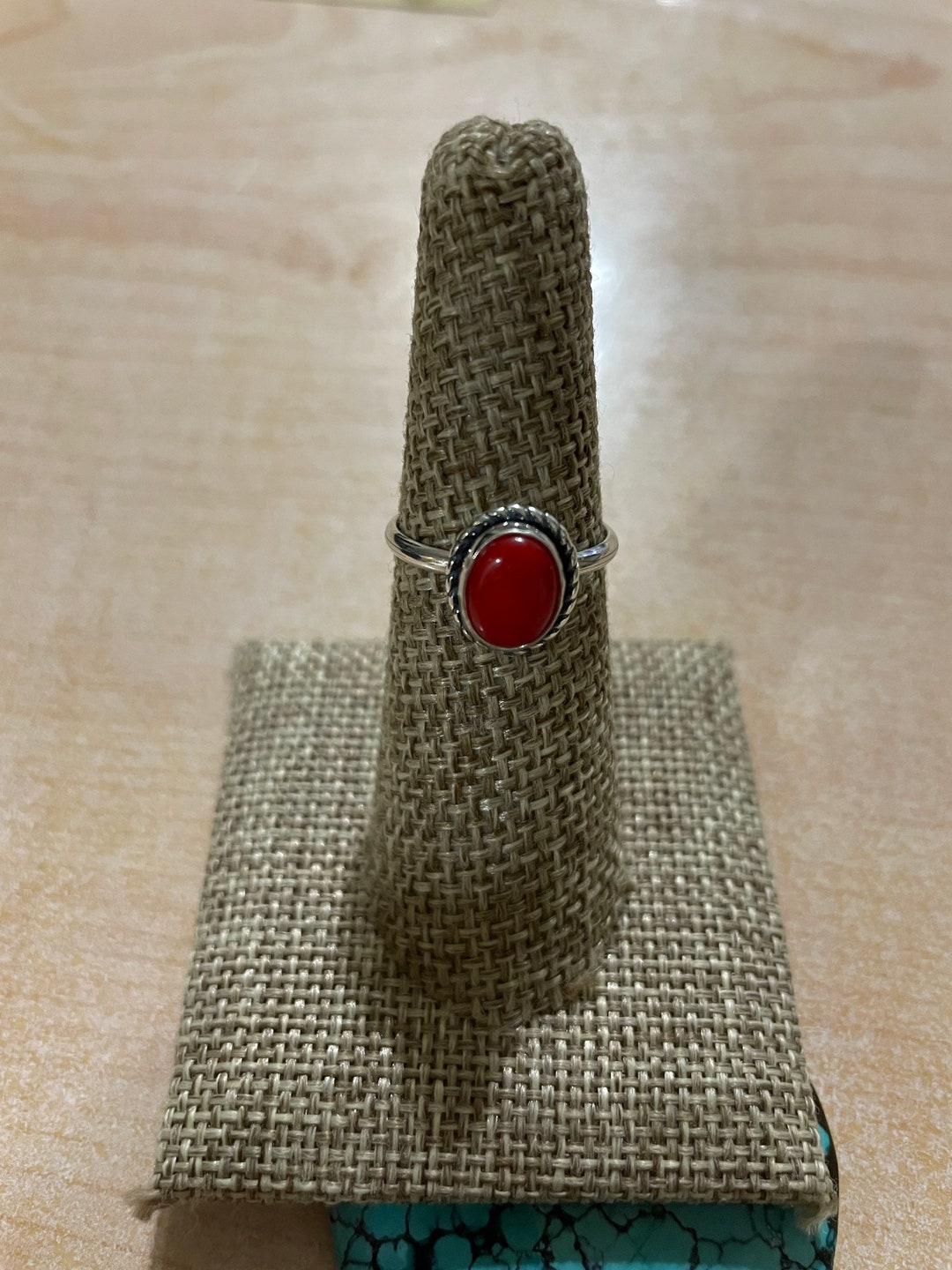 Small Coral Ring/dainty Red Coral Ring/sterling Silver/genuine Coral ...