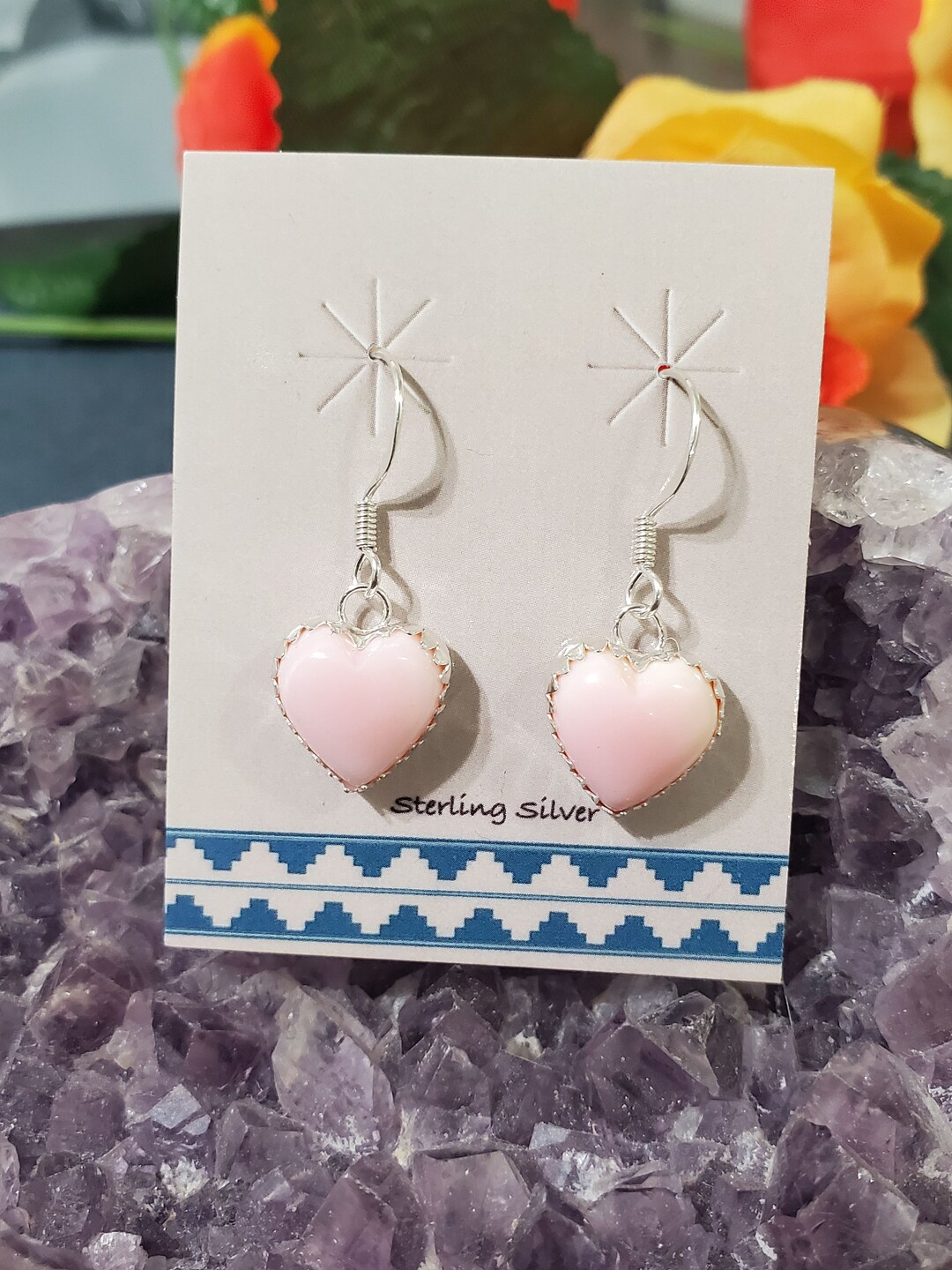 Heart Pink Conch Shell Earrings/pink Heart Earring/heart Conch Shell ...