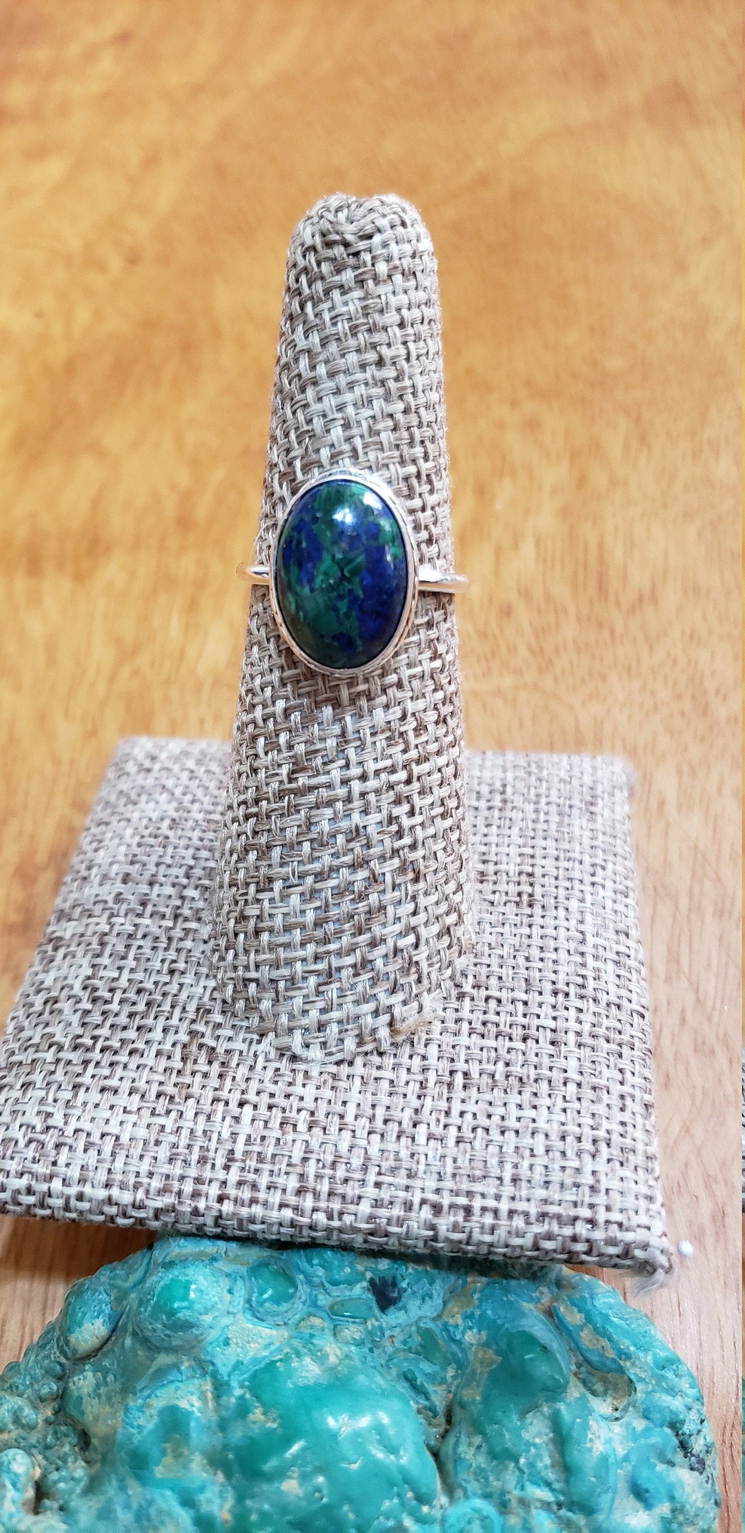 Azurite Malachite Ring/sterling Silver/blue Green Ring/silver Ring - Etsy