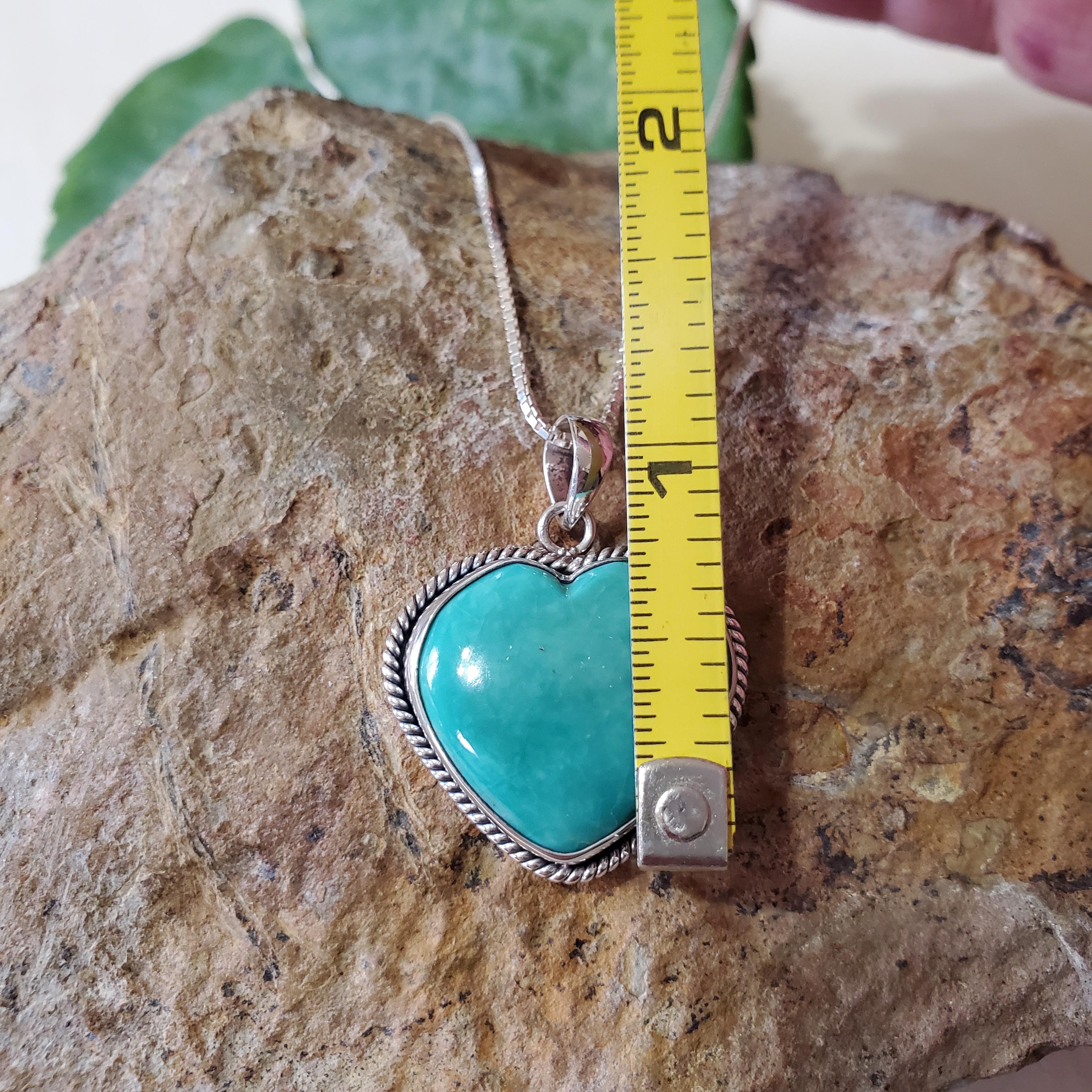 Turquoise Heart Pendant/blue Turquoise Heart Pendant Necklace/sterling ...