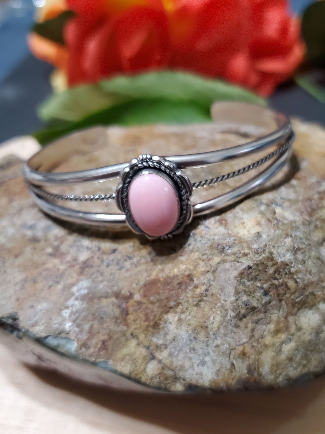 Pink Conch Shell Cuff Bracelet/sterling Silver Cuff/conch Shell Cuff ...