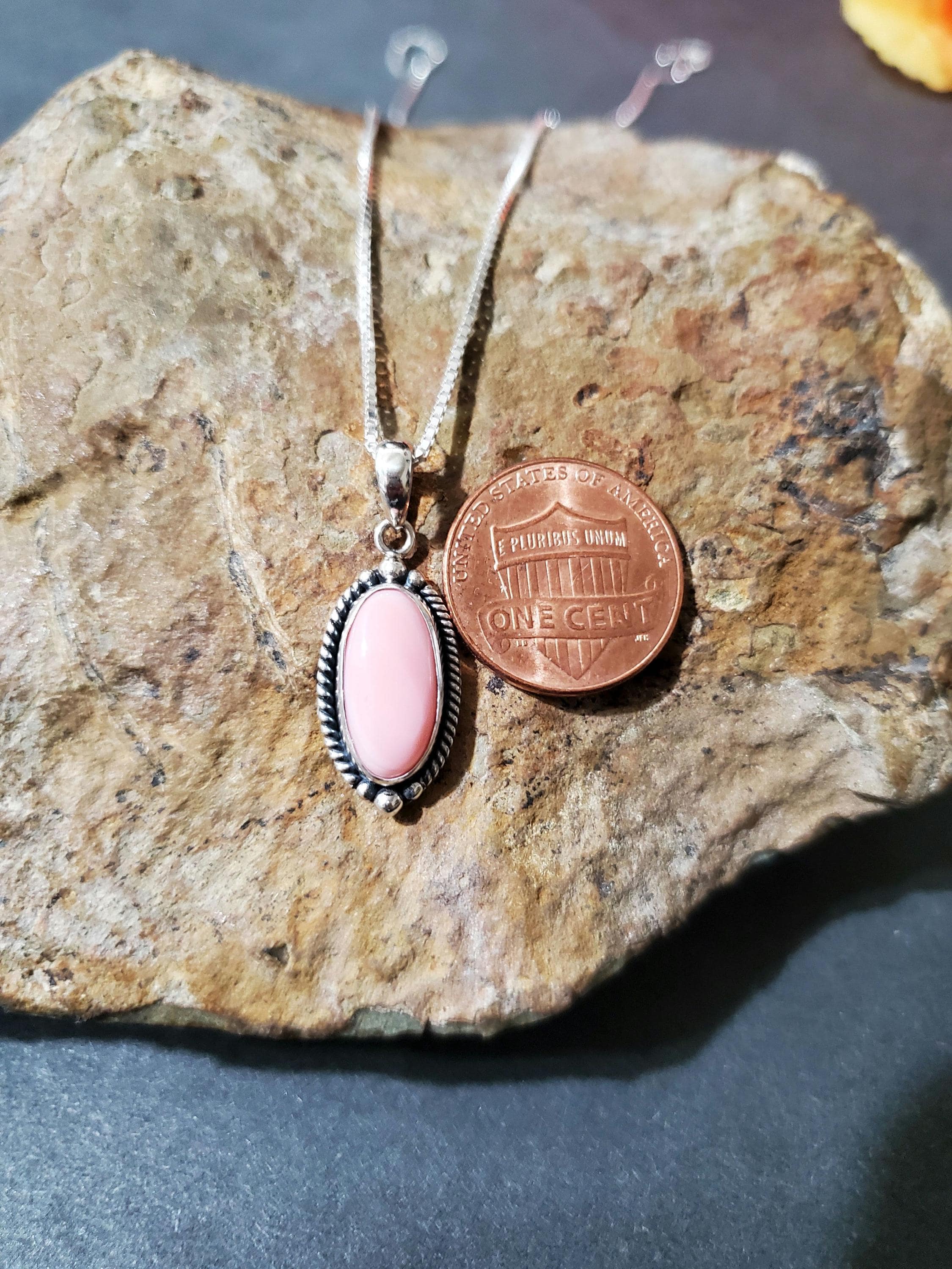 Pink Conch Shell Pendant Necklace/pink Shell Heart/pink Stone/sterling ...